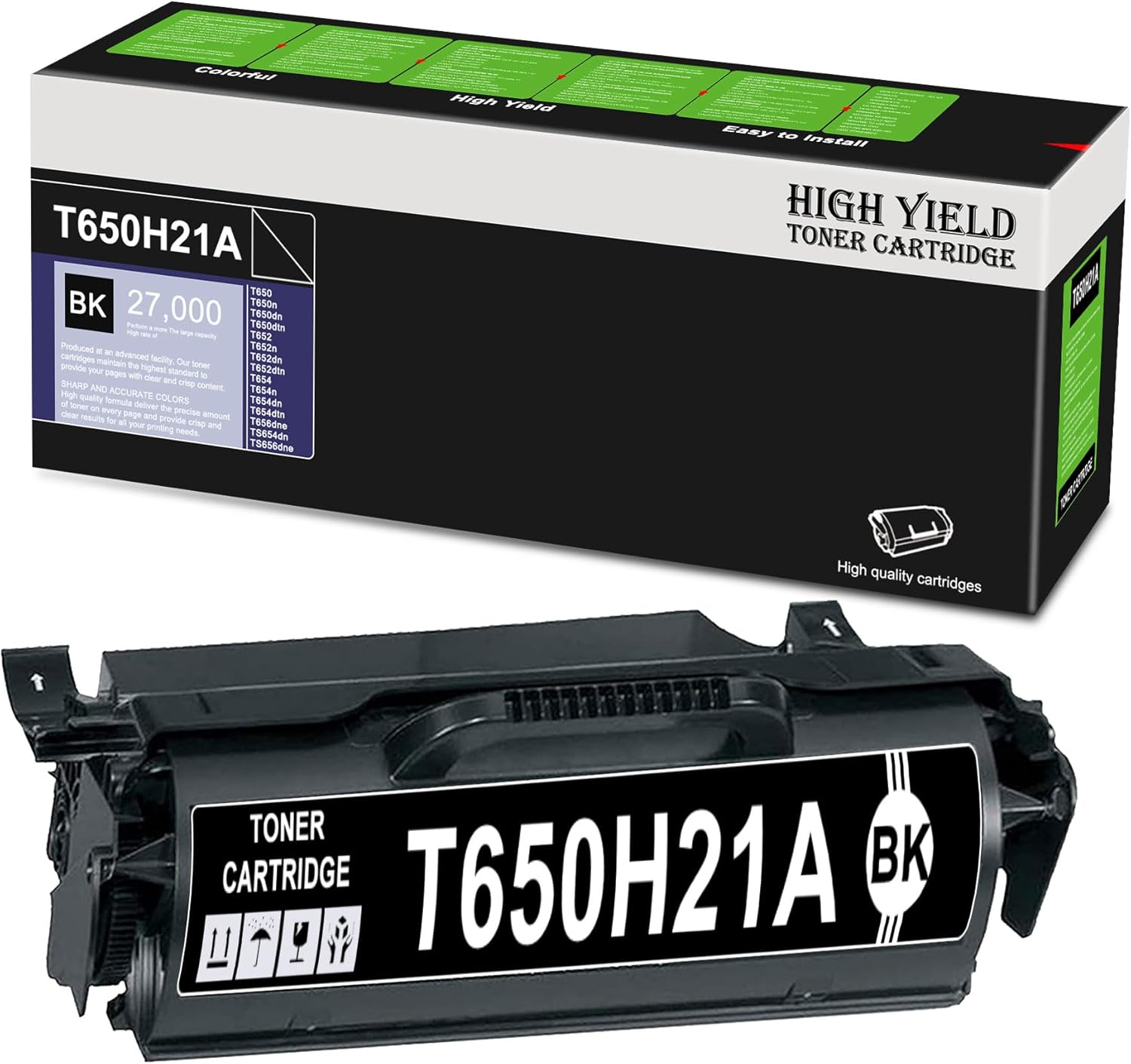 Amazon.com: SLIKIA T650 (T650H21A) Black Toner Cartridge, Compatible 1 ...