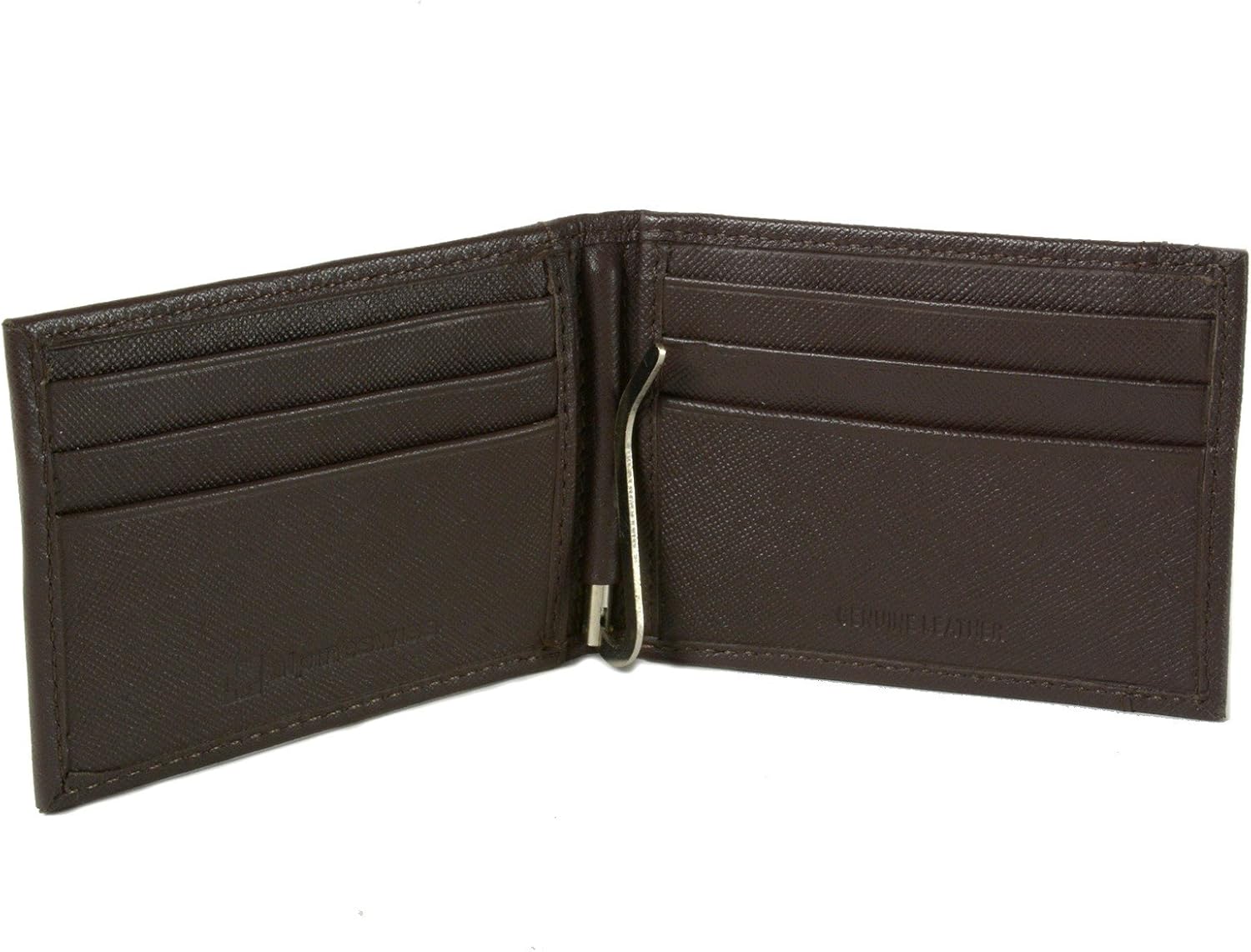 alpine swiss Men's Genuine Leather Spring Loaded Bifold Money Clip ...