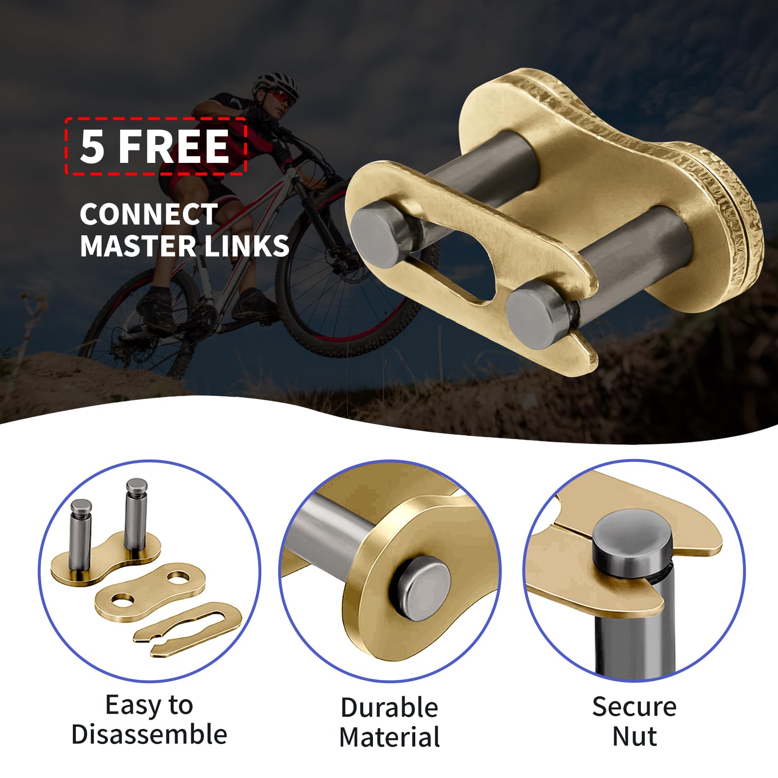 Snapklik.com : Belleone 520 Gold Motorcycle Chain 112 Links