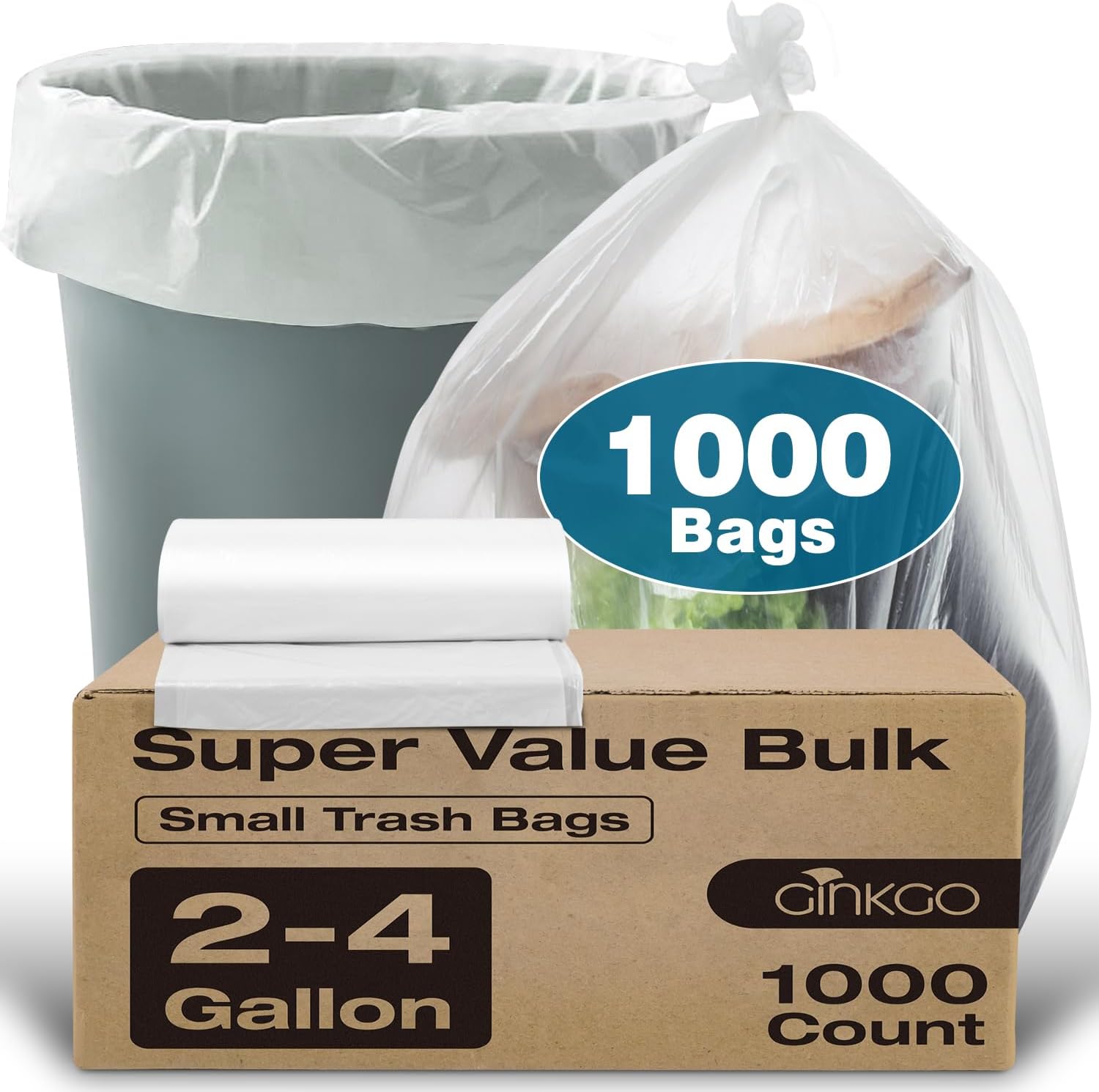 Amazon.com: ToughBag 2-4 Gallon Small Trash Bags (400 Count) - Clear ...