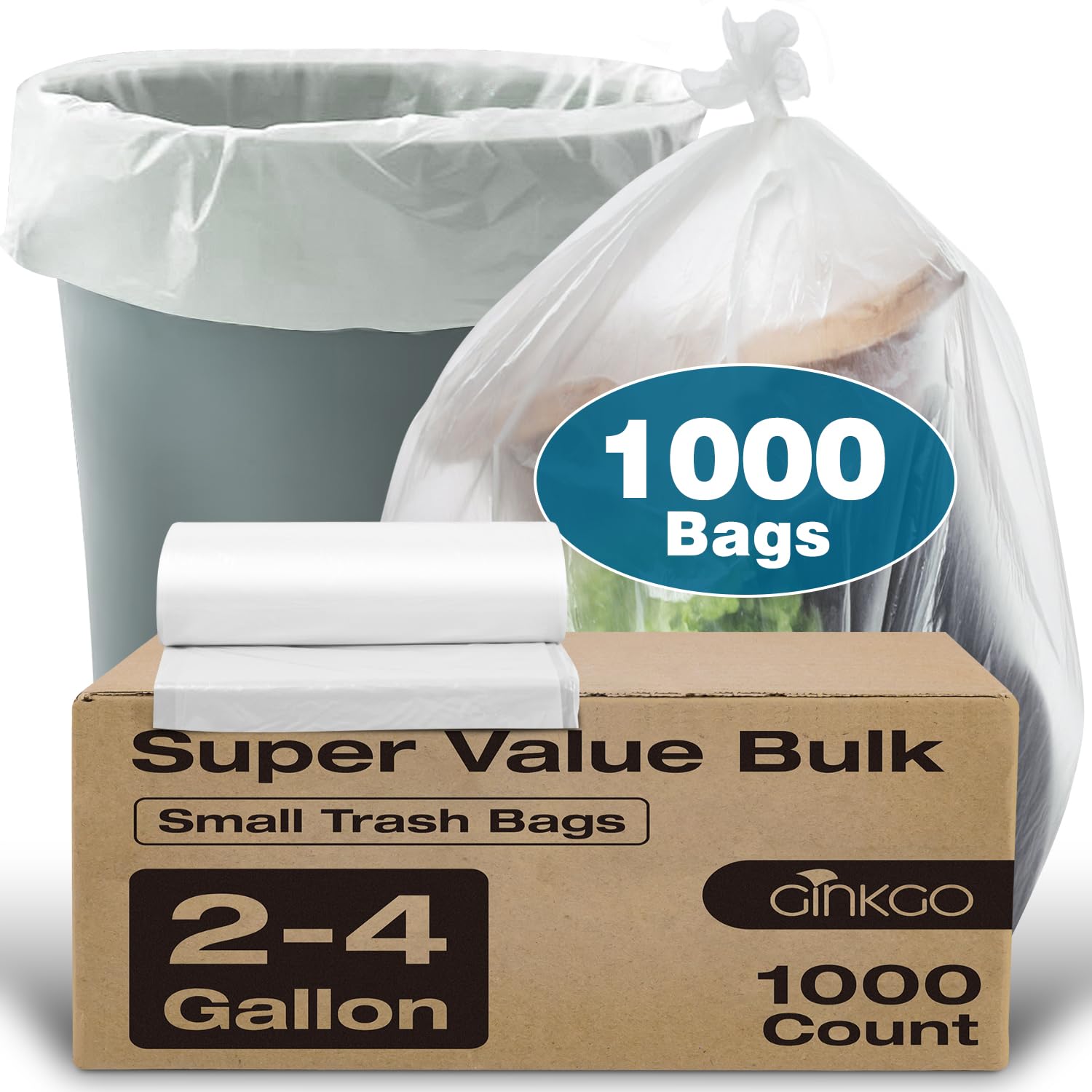 Amazon.com: Small Trash Bags 2-4 Gallon Trash Bag 1000 Count Super ...