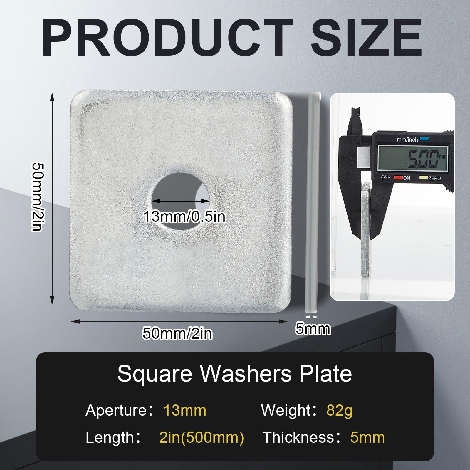 Snapklik.com : 70pcs Galvanized Square Washers Plate 5/8" ID, 3X 3 Od 1 ...