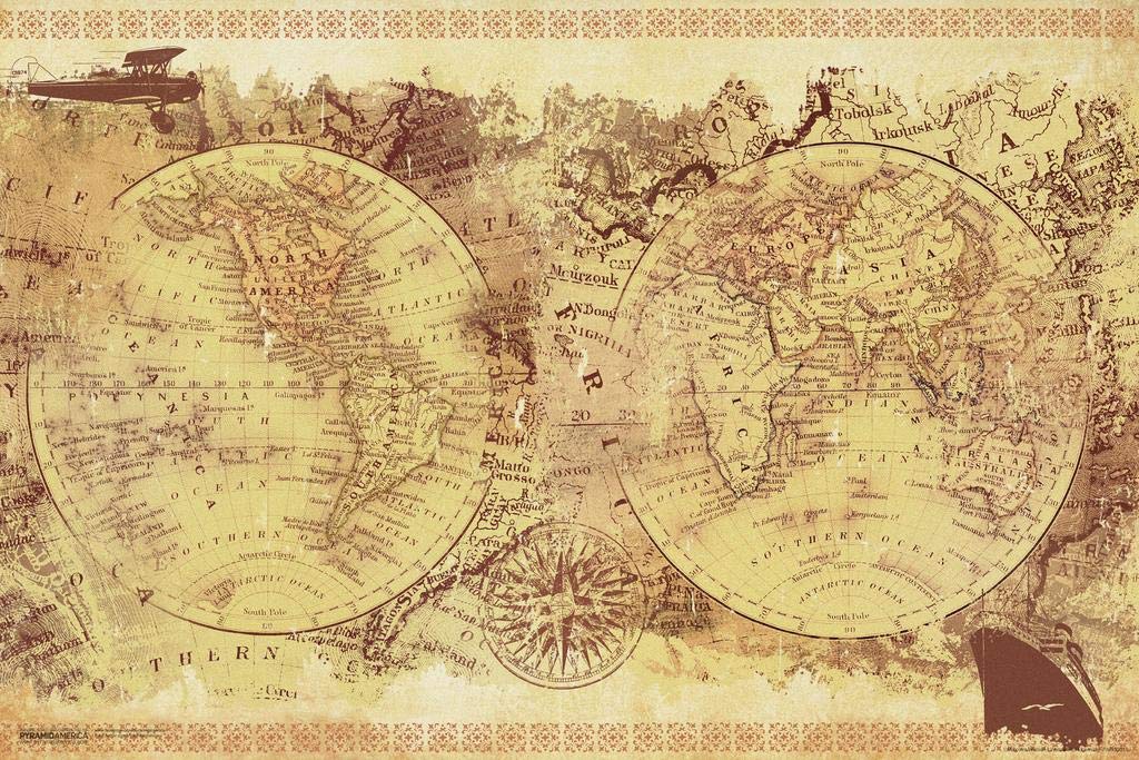 Buy Pyramid America Malcolm Watson Vintage Collage World Old World ...