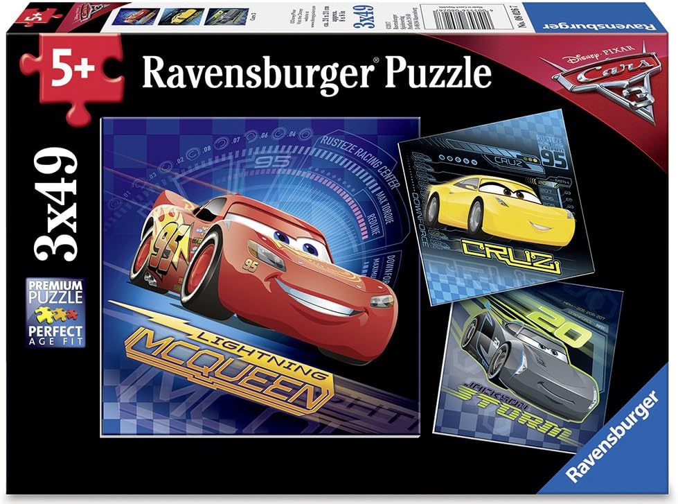 Amazon.com: Ravensburger Disney Cars 3 3 X 49 Piece Jigsaw Puzzle for ...
