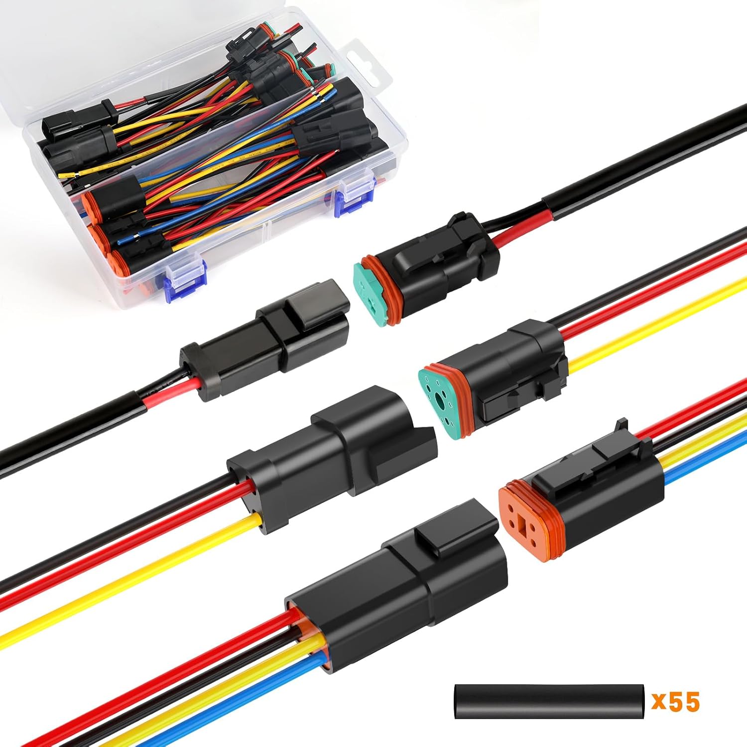 Amazon.com: NAOEVO Deutsch Connector 2/3/4 Pin Connectors, 16 AWG ...