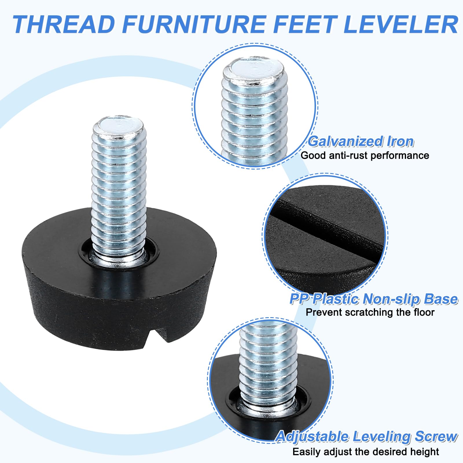 Furniture Levelers 20-Pack M6 Thread - Adjustable Screw-on Feet For ...