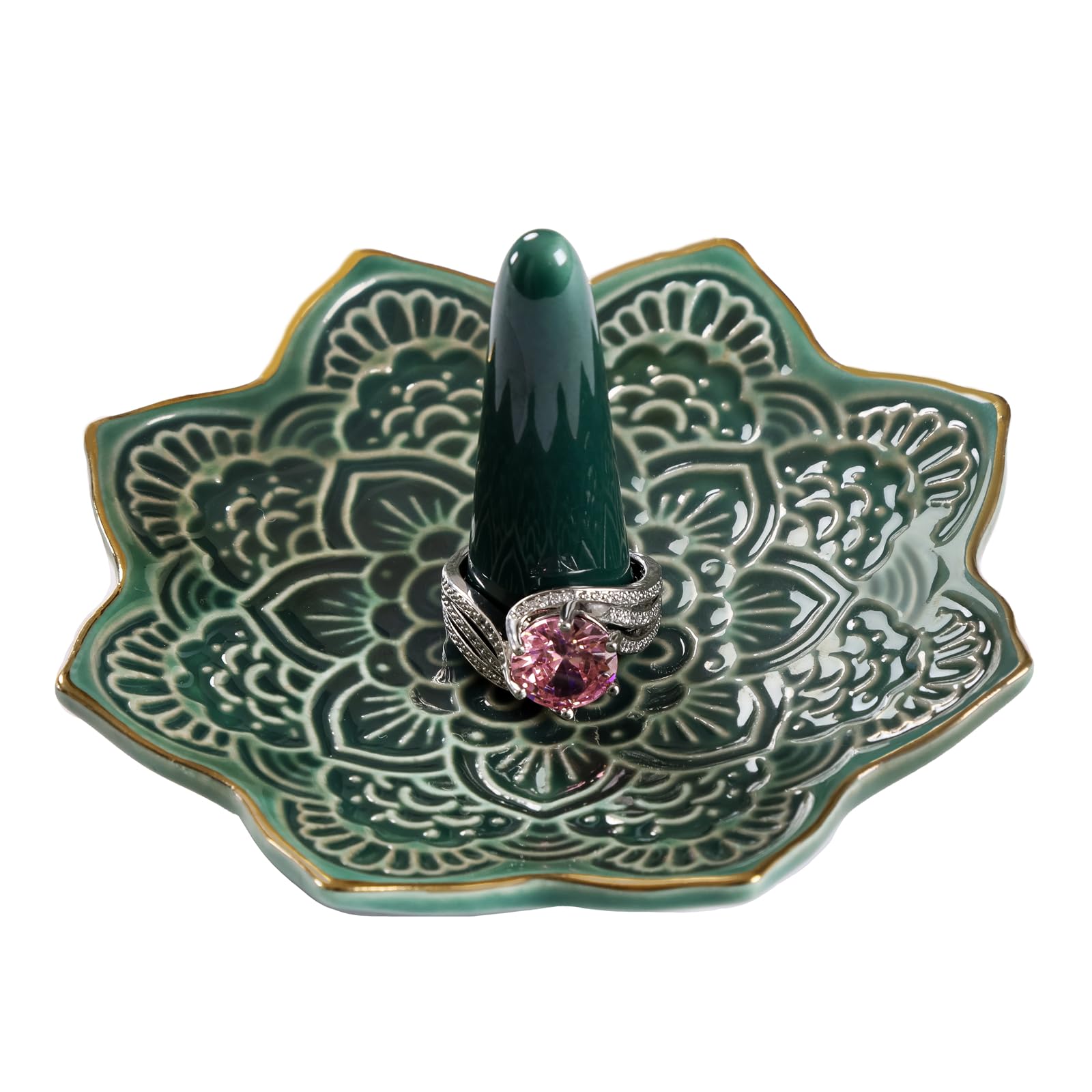Amazon.com: COMMGOAL Ceramic Mandala Ring Holder, Decorative Jewelry ...