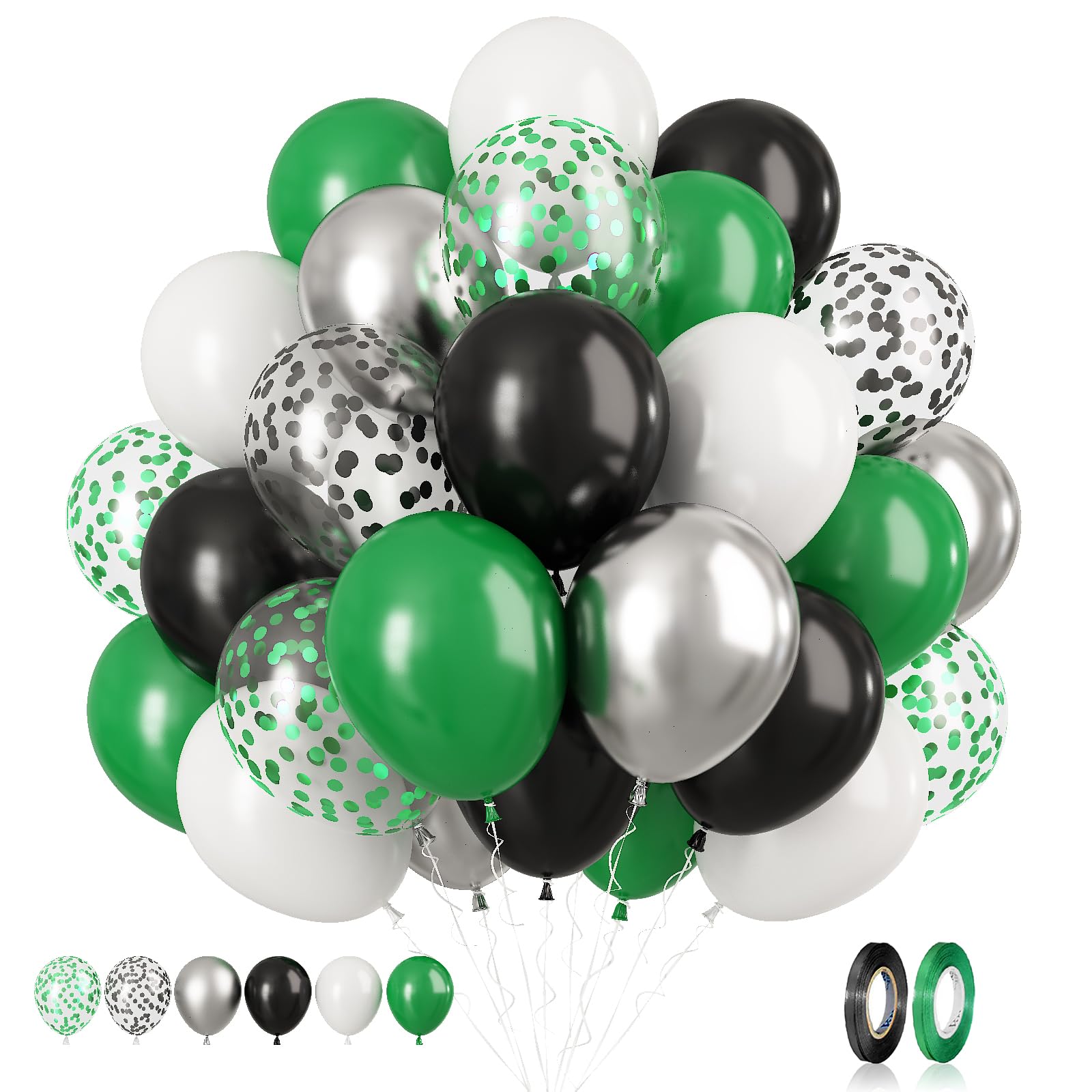 Amazon.com: Dark Green Balloons Set, 60 PCS Green Black Birthday ...