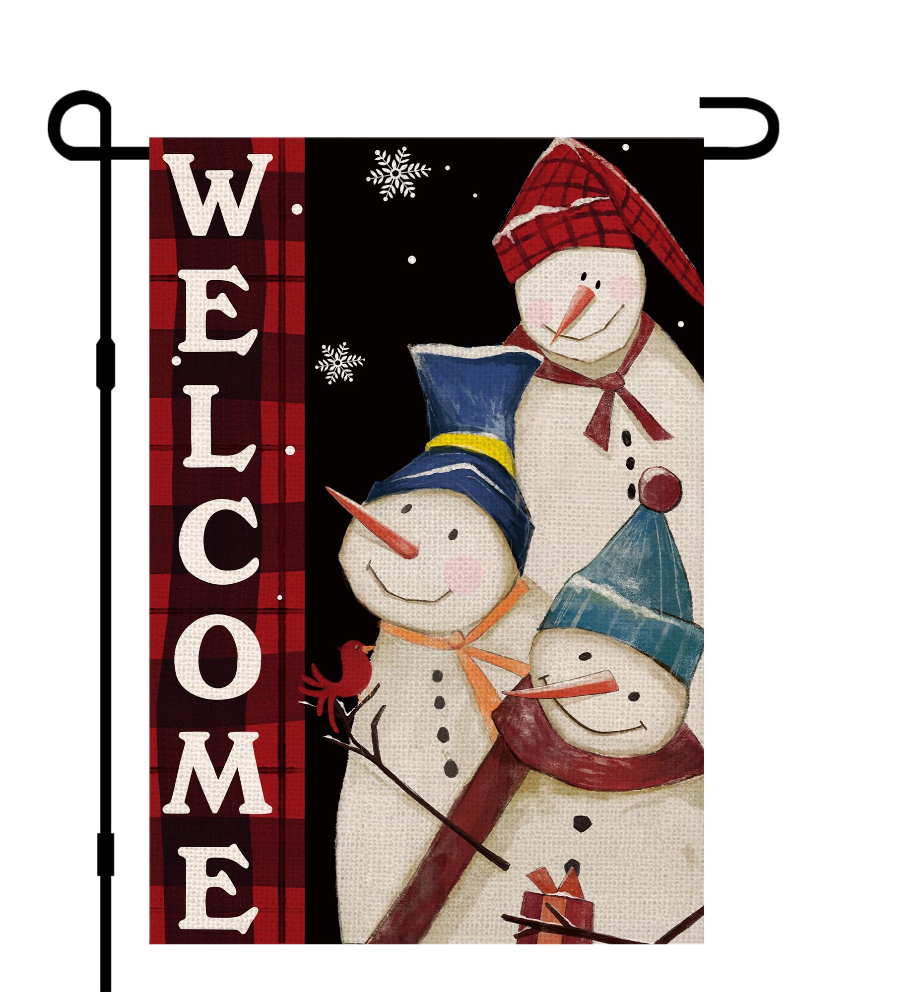 Amazon.com : Christmas Snowman Garden Flags 12x18 Double Sided Burlap ...