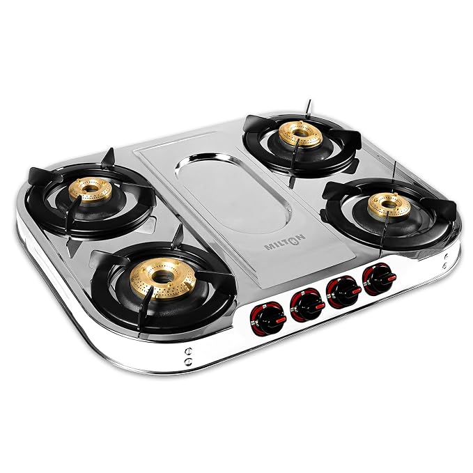 MILTON Royal Stainless Steel 4 Burner LPG Gas Stove