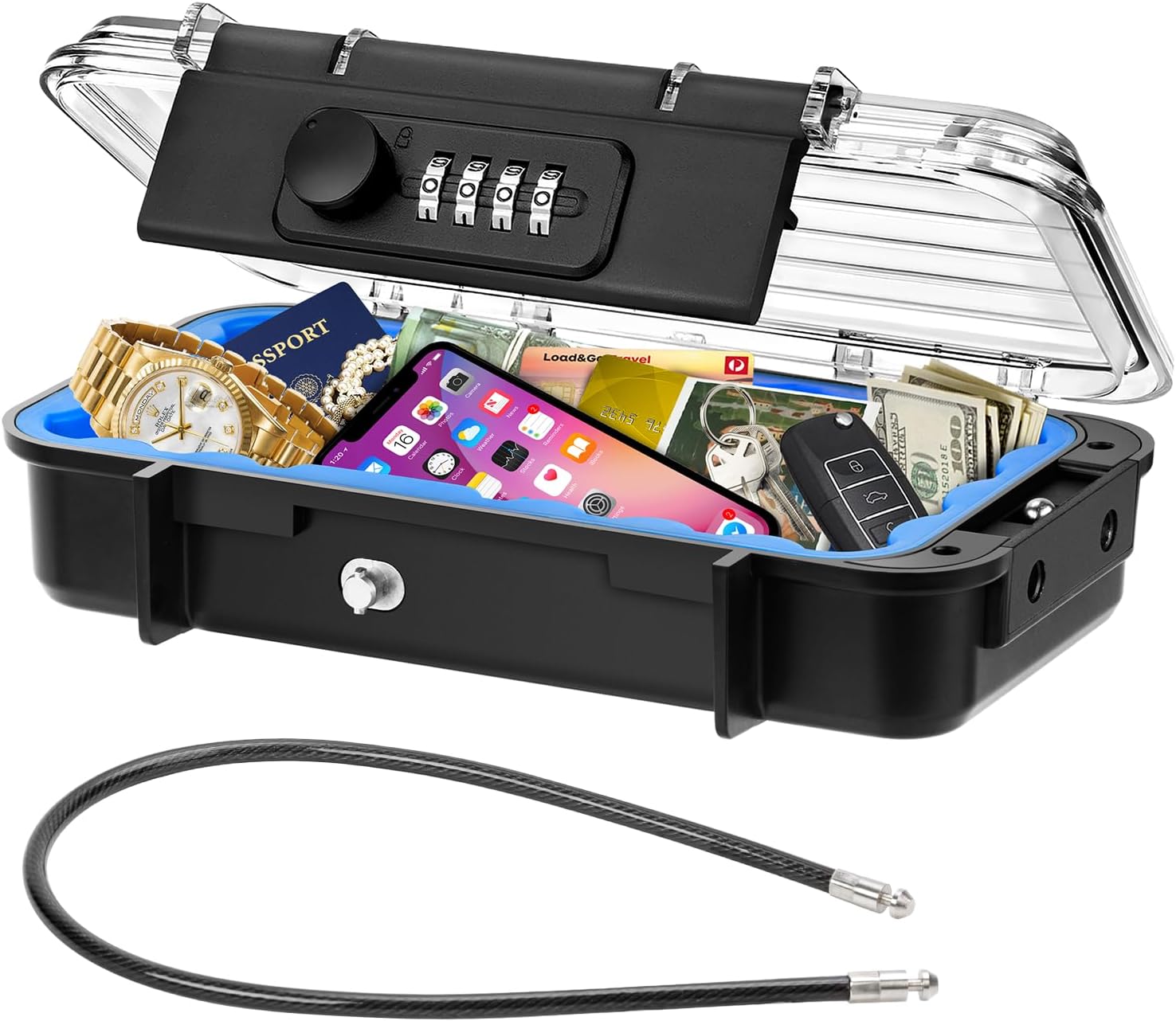 TEUEN Portable Safe Box, Waterproof Anti-Theft Beach Travel Safe Box ...