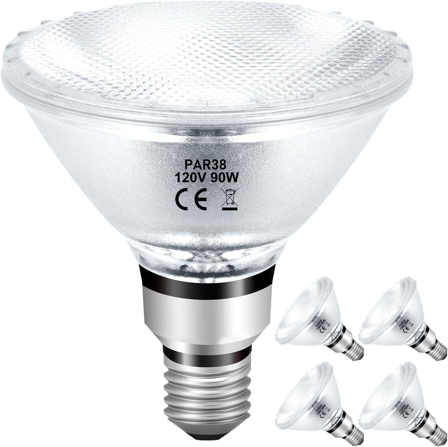 Jaenmsa PAR38 Halogen Flood Light Bulbs 90W 120V, 4Pcs Halogen PAR38 90W Light Bulbs Dimmable ...