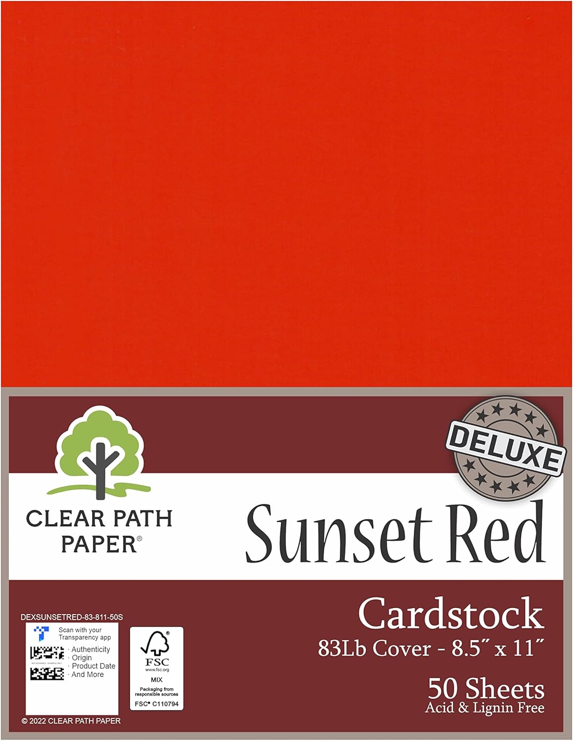 Amazon.com : Clear Path Paper Deluxe Sunset Red Cardstock - 8.5 x 11 ...