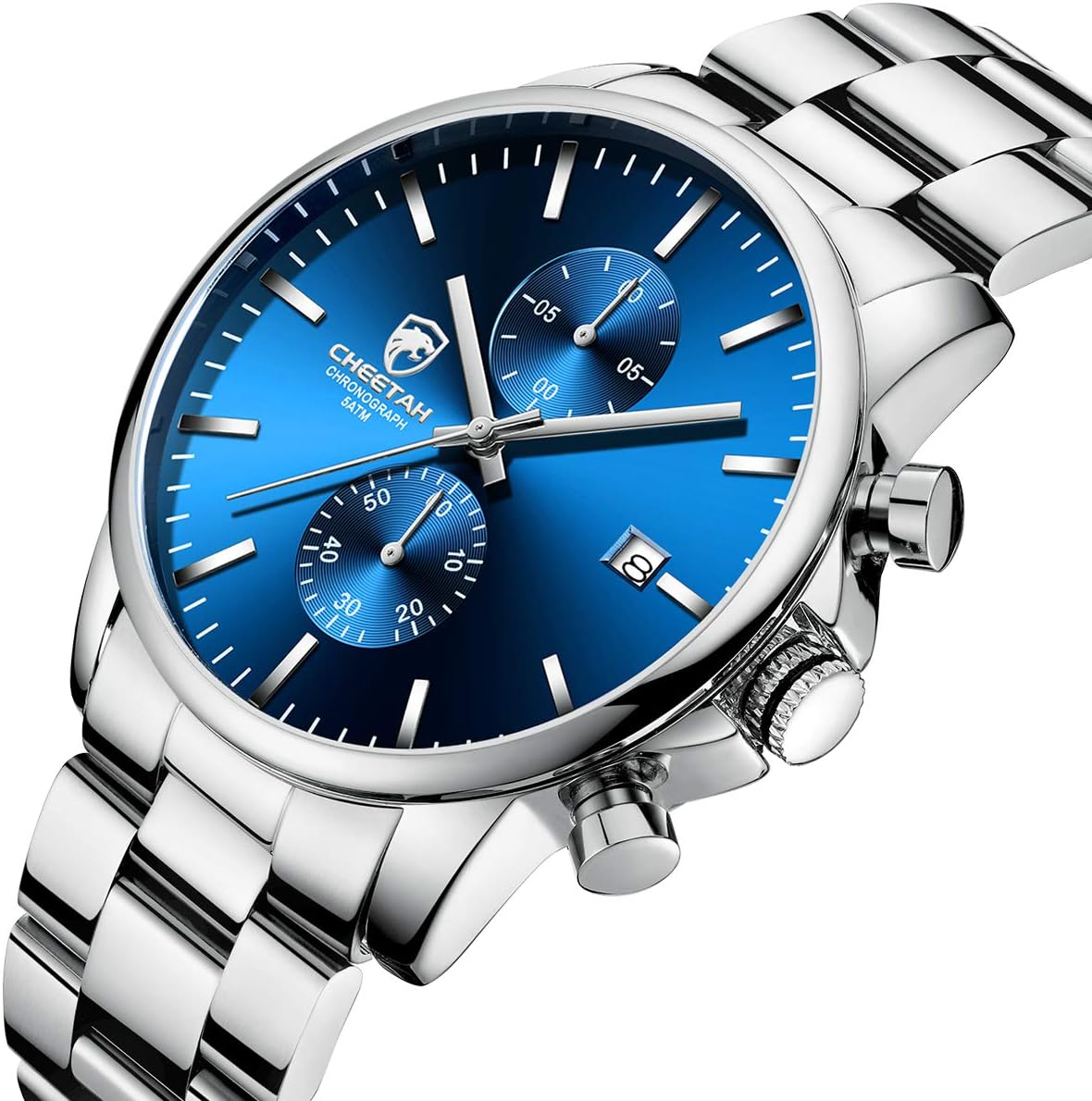 GOLDEN HOUR Relojes para hombres con acero inoxidable plateado y metal ...