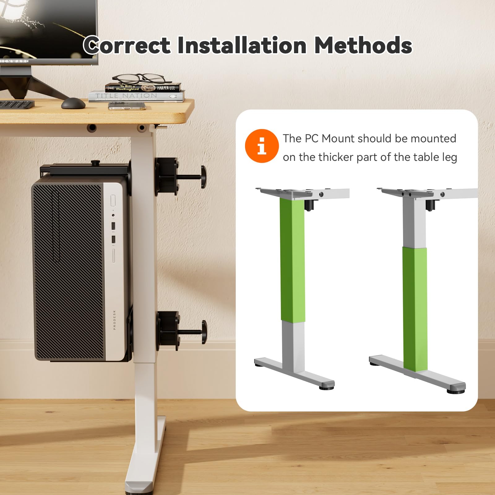 Snapklik.com : JOY Worker Clamp-on Desk Leg PC Mount, No Drilling Under ...