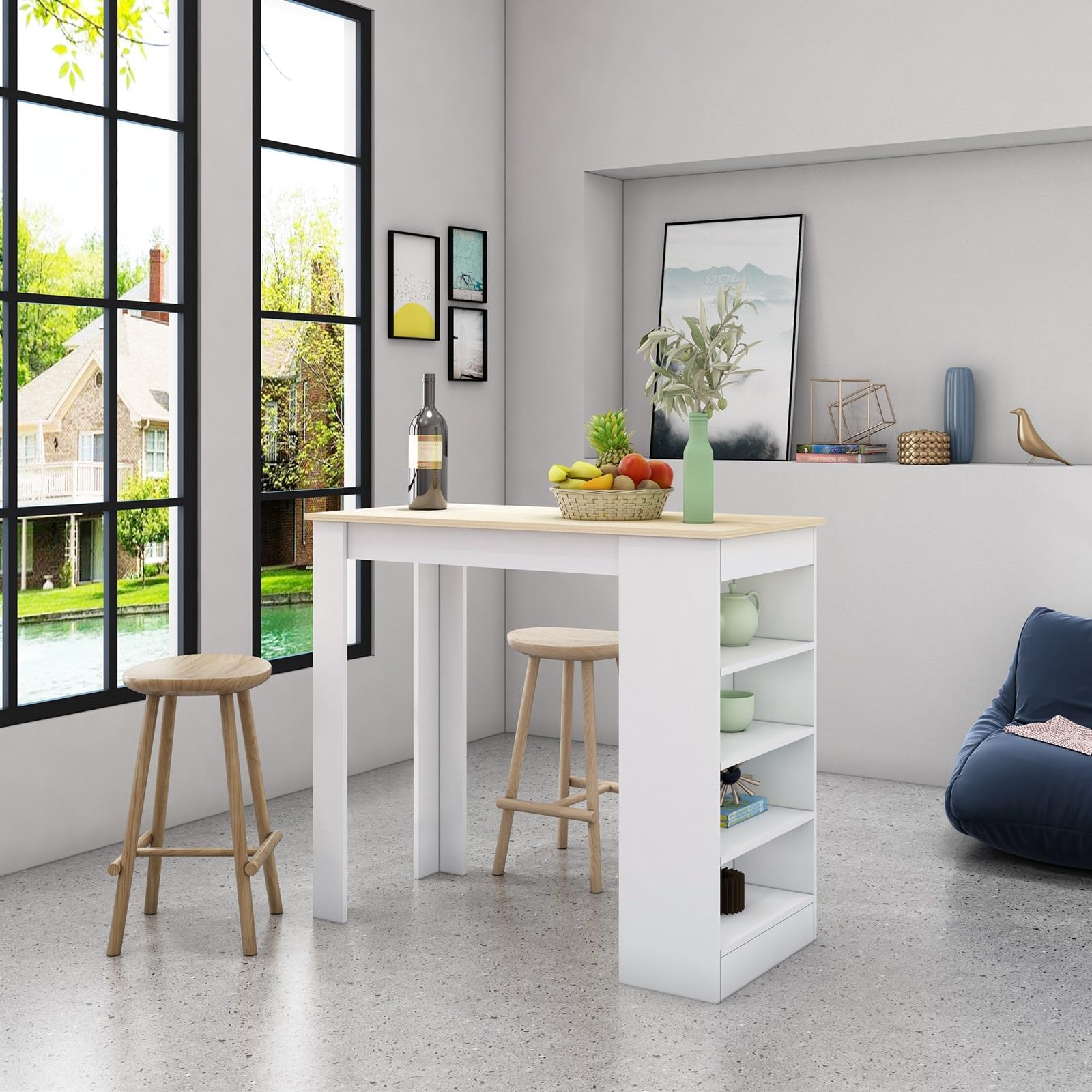 TEMAHOME Aravis Bar Top Table, White Cement, 102.7 x 115 x 50 cm ...