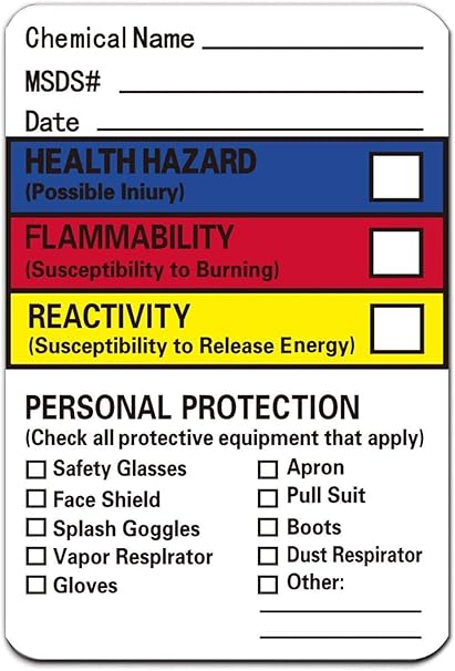 SDS Stickers/MSDS Stickers for Chemical Safty Data 2 X 3 Inches ...