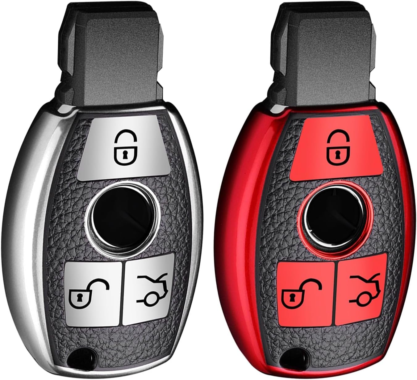 Amazon.com: Xotic Tech 2X Silver + Red TPU Grainy Leather Texture Key ...