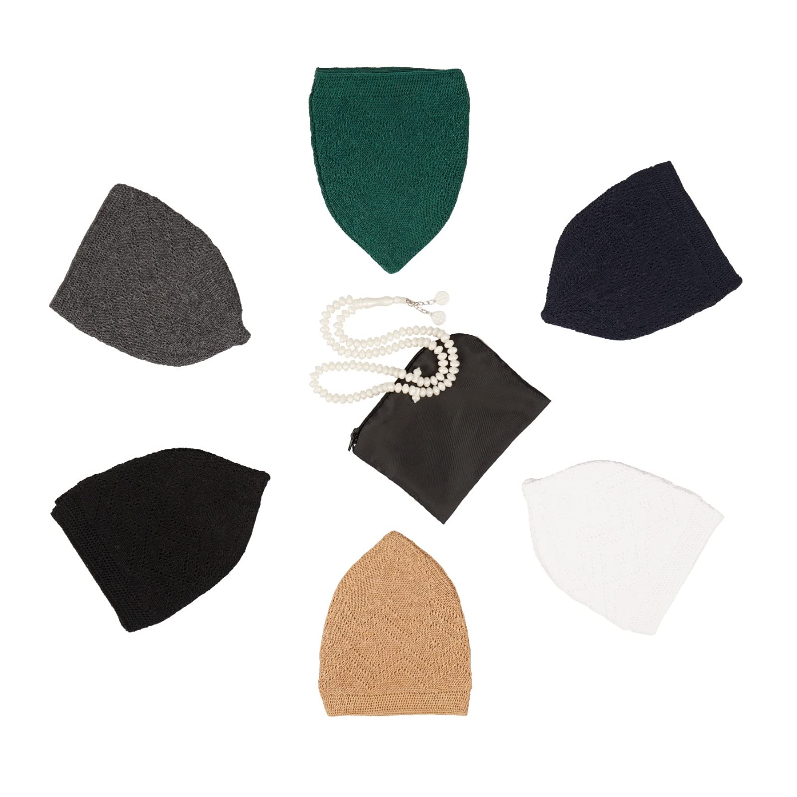 PIRISA - 6 pcs - Kufi Hats for Men with Portable Carry Bag - 100% ...