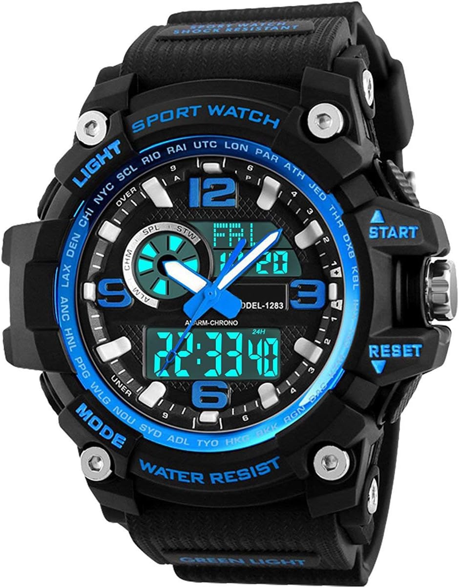 BHGWR Mens Wrist Watch, 5 ATM Waterproof Digital Military Watches with ...