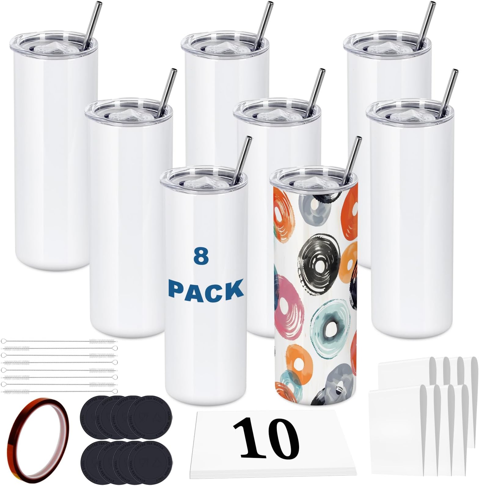 Amazon.com | YOUKE OLA 12 Pack Sublimation Tumblers Bulk 30oz - Blank Straight Skinny Tumbler ...