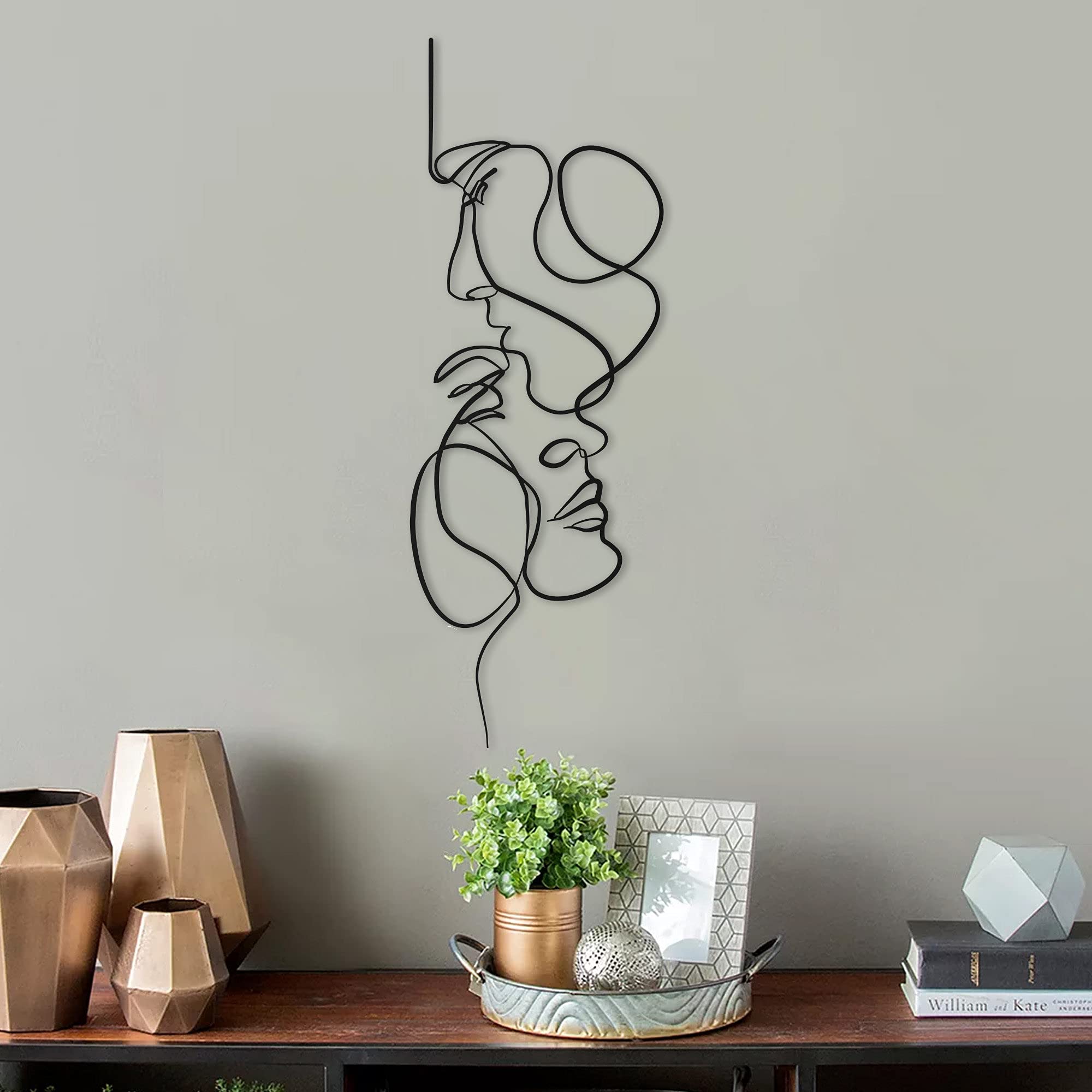 Love line art, Woman Line Art Metal Wall Art, Metal Wall Decor, Black ...