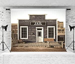Amazon.com : RBQOKJ 7x5ft Rustic Western Town Wooden Jail Backdrop ...