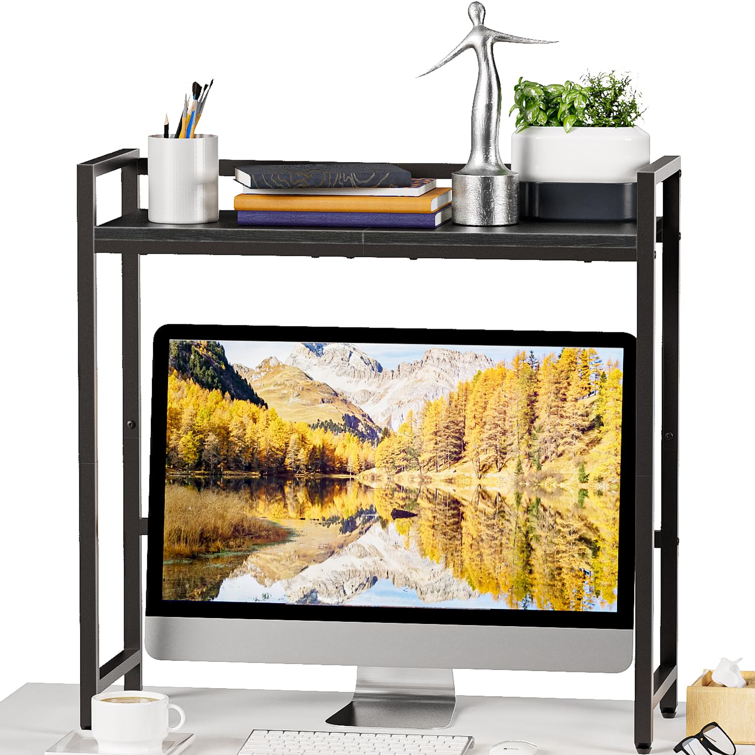 Amazon.com: GRANTLEY Desk Hutch Desktop Organizer Shelf - 24.8" Desktop ...