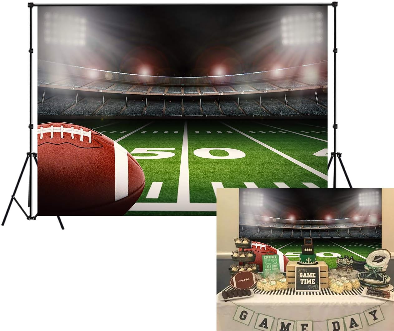 Amazon.com : LB 7x5ft Vinyl Birthday Themed Backdrop American Football ...