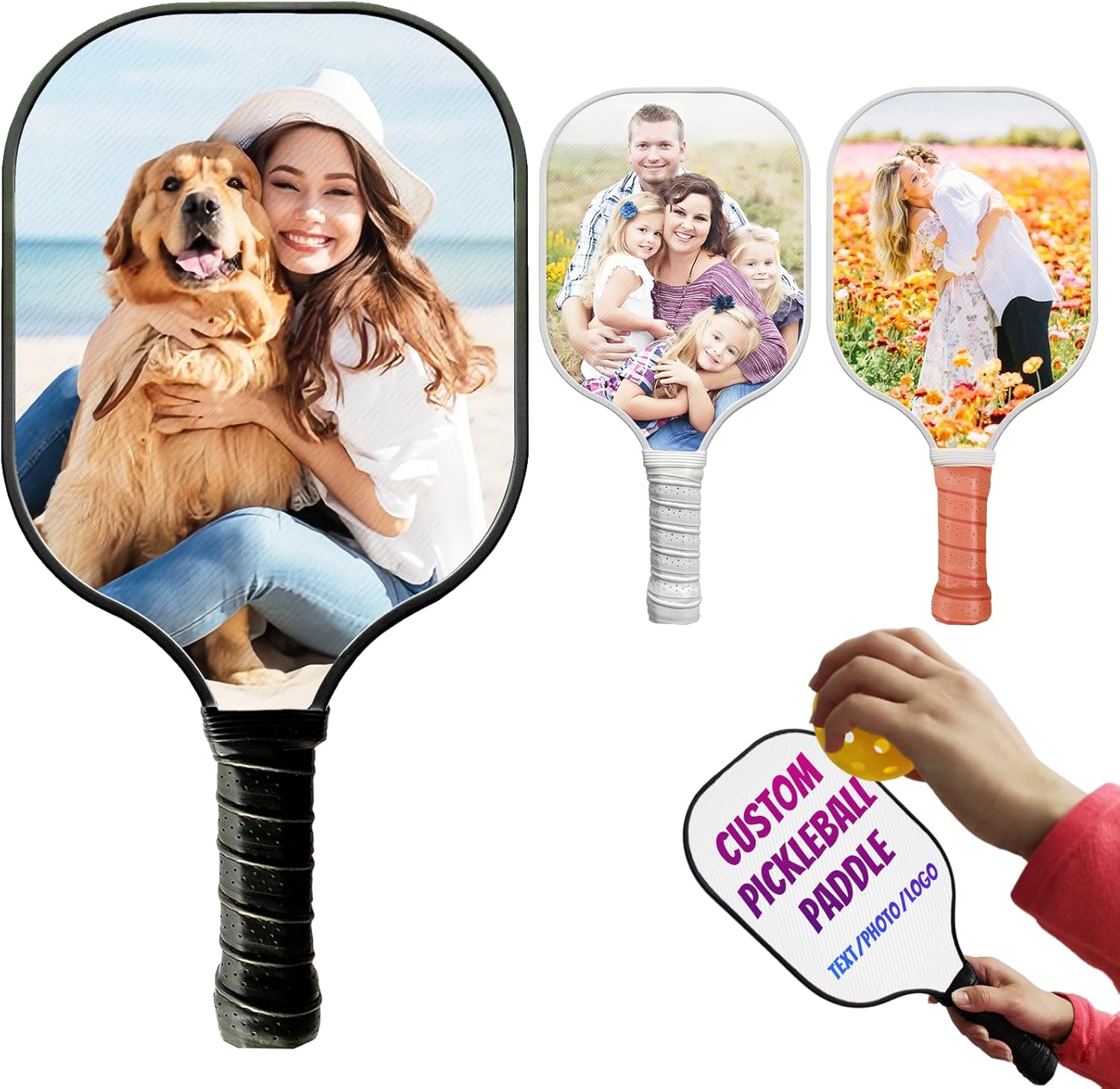 Amazon.com : Custom Pickleball Paddles with Photo Text Logo ...