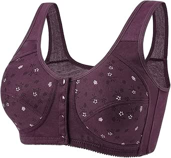 Front Fastening Bras Front Button Wireless Floral Underwear Non Wired ...