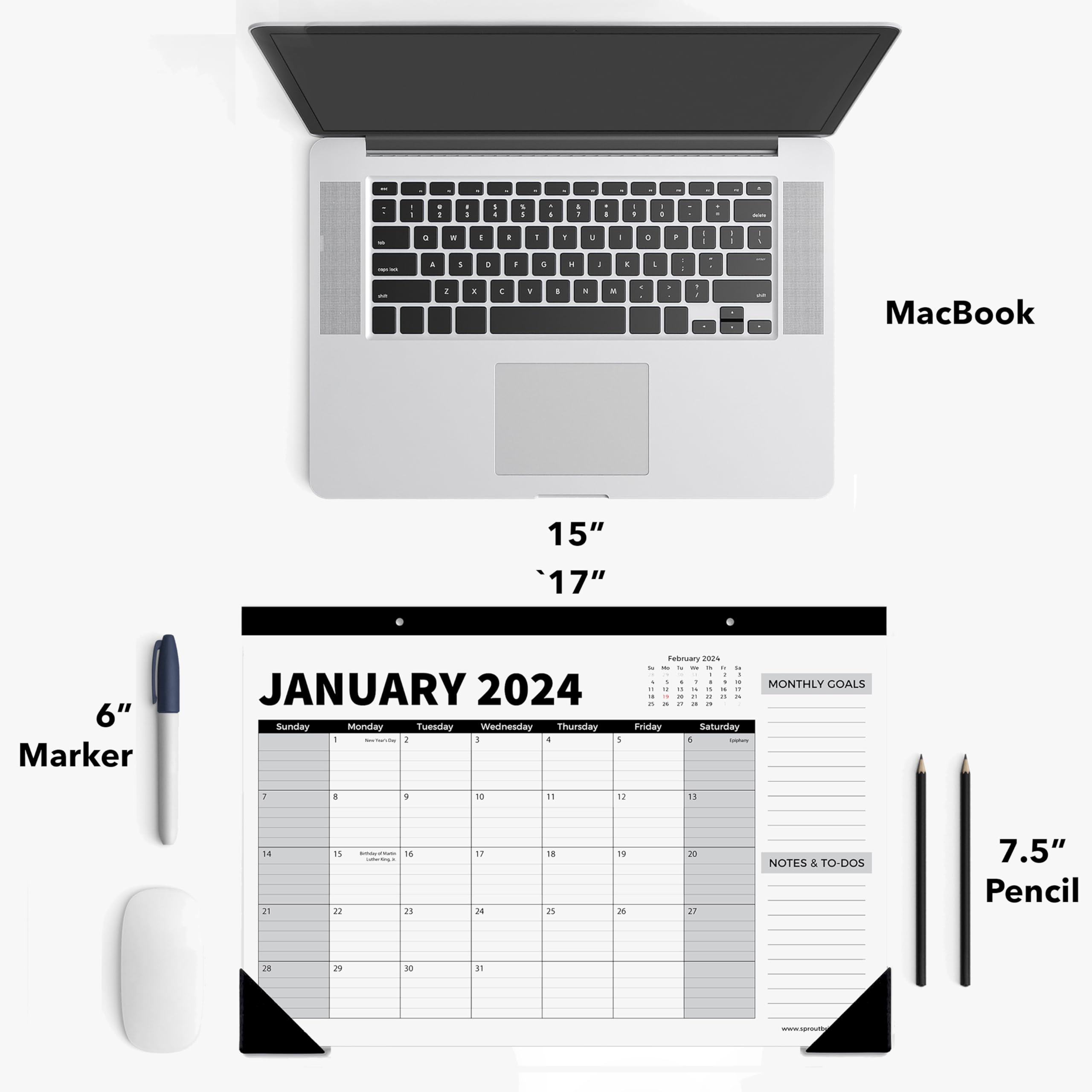 Snapklik.com : Sproutbrite Desk Calendar 18 Month Planner, 2024-2025 ...