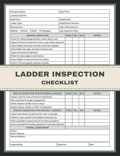 Ladder Inspection Checklist: Ladder Safety Pre-Use Inspection Report ...