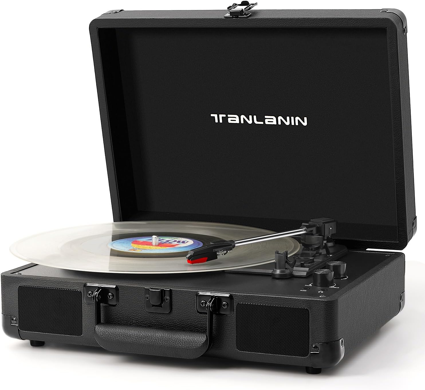 Portable Record Player with Bluetooth, 3-Speed Belt-Drive Turntable ...