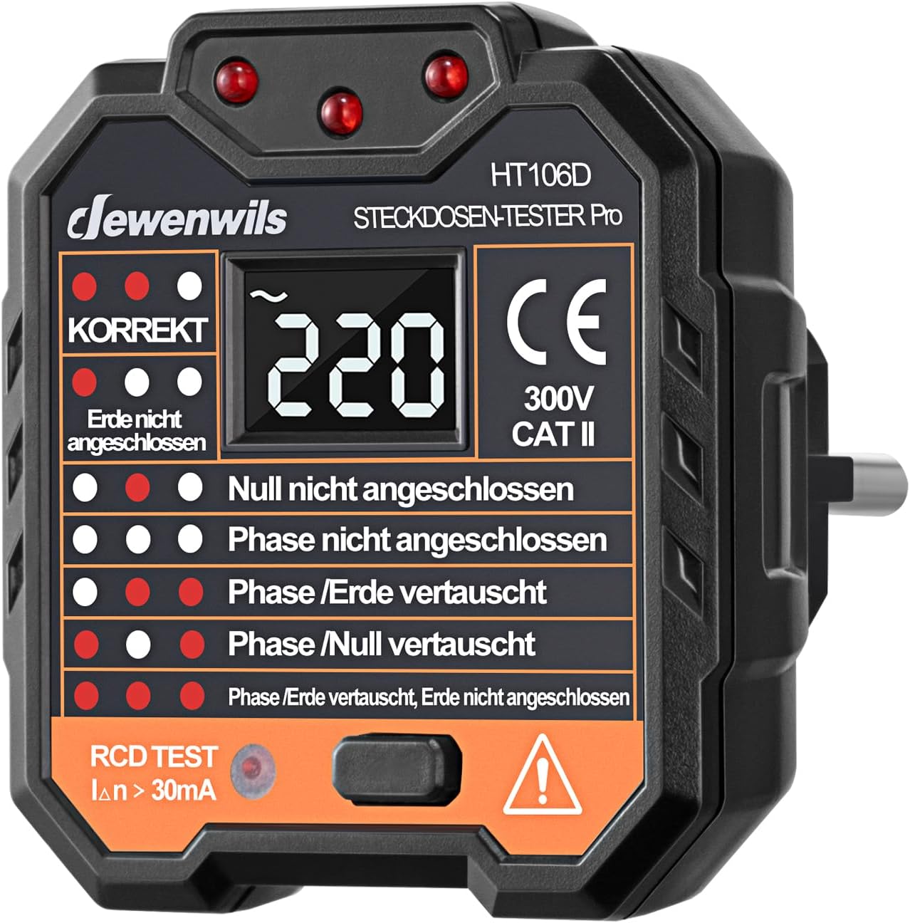 VA-LABs RCD-Tester, FI-Tester, Steckdosentester, zur schnellen Prüfung ...