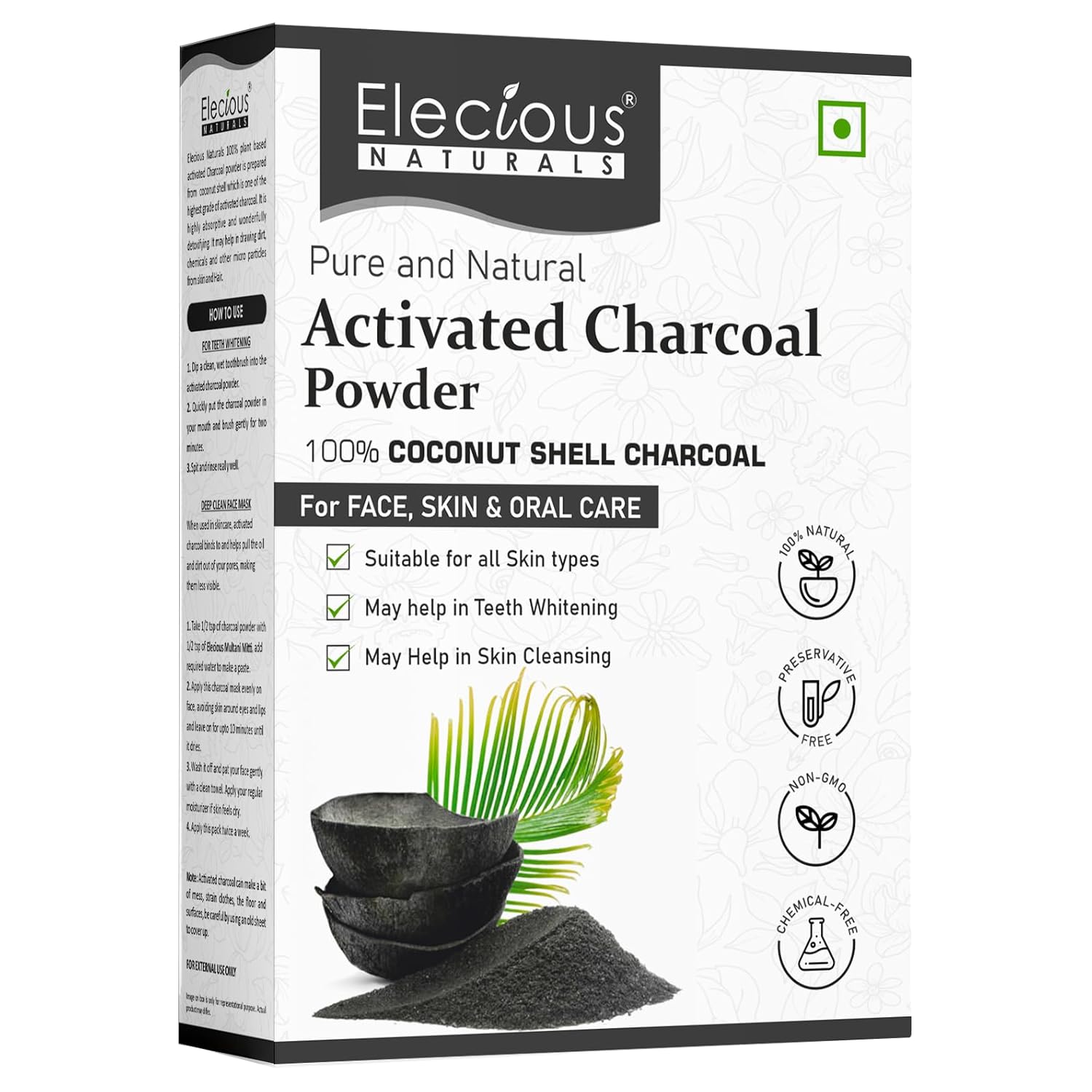 Amazon.com : Elecious Naturals Activated Charcoal Powder Ideal for Face ...