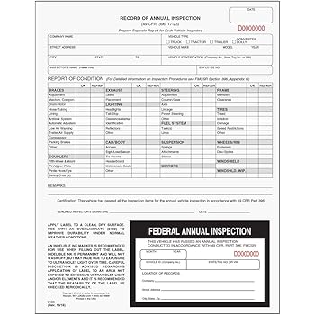 Amazon.com : Federal Annual DOT Inspection Label Decal Sticker (25 Pack ...