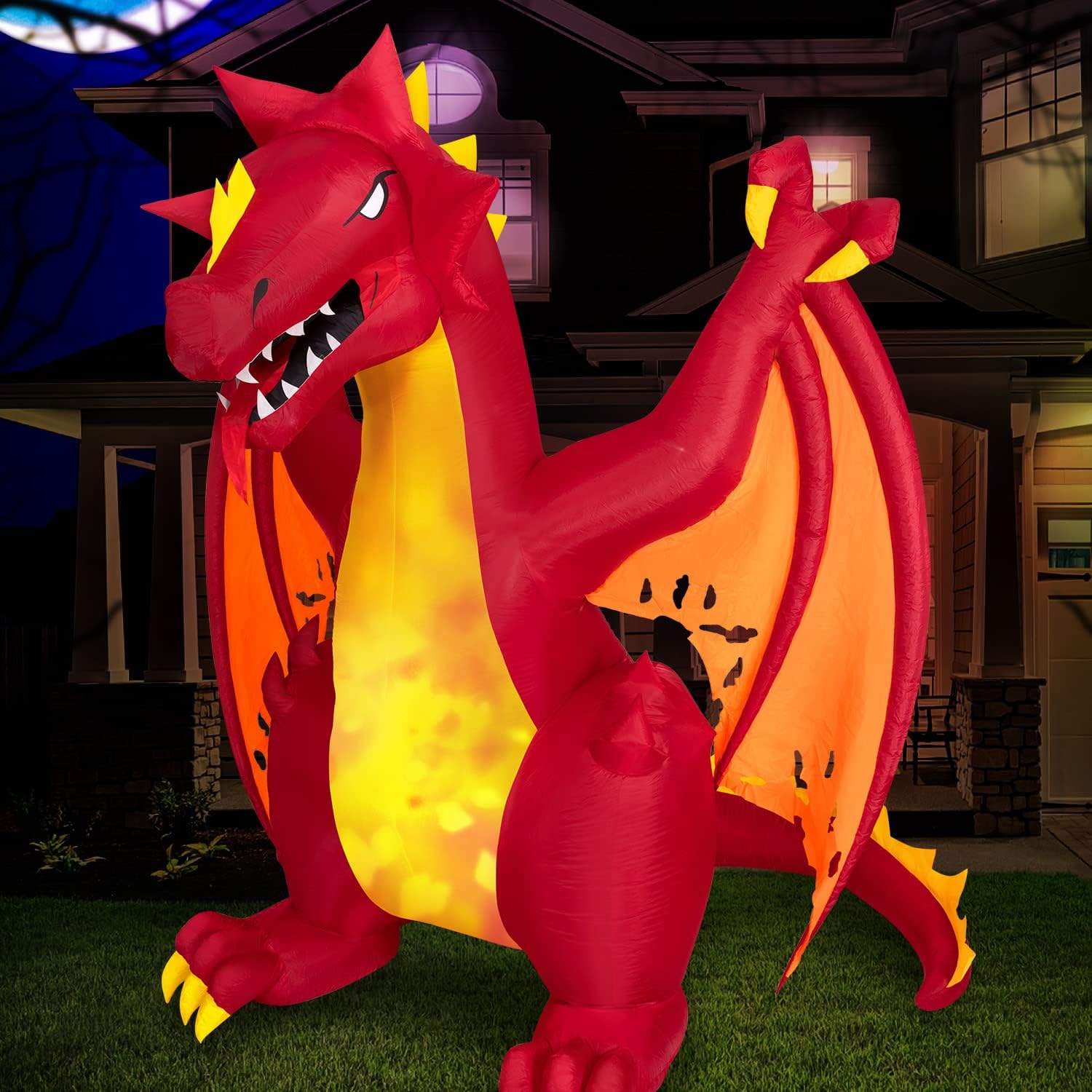 Amazon.com: Holidayana Halloween Inflatables Large 9 ft Fire Dragon ...