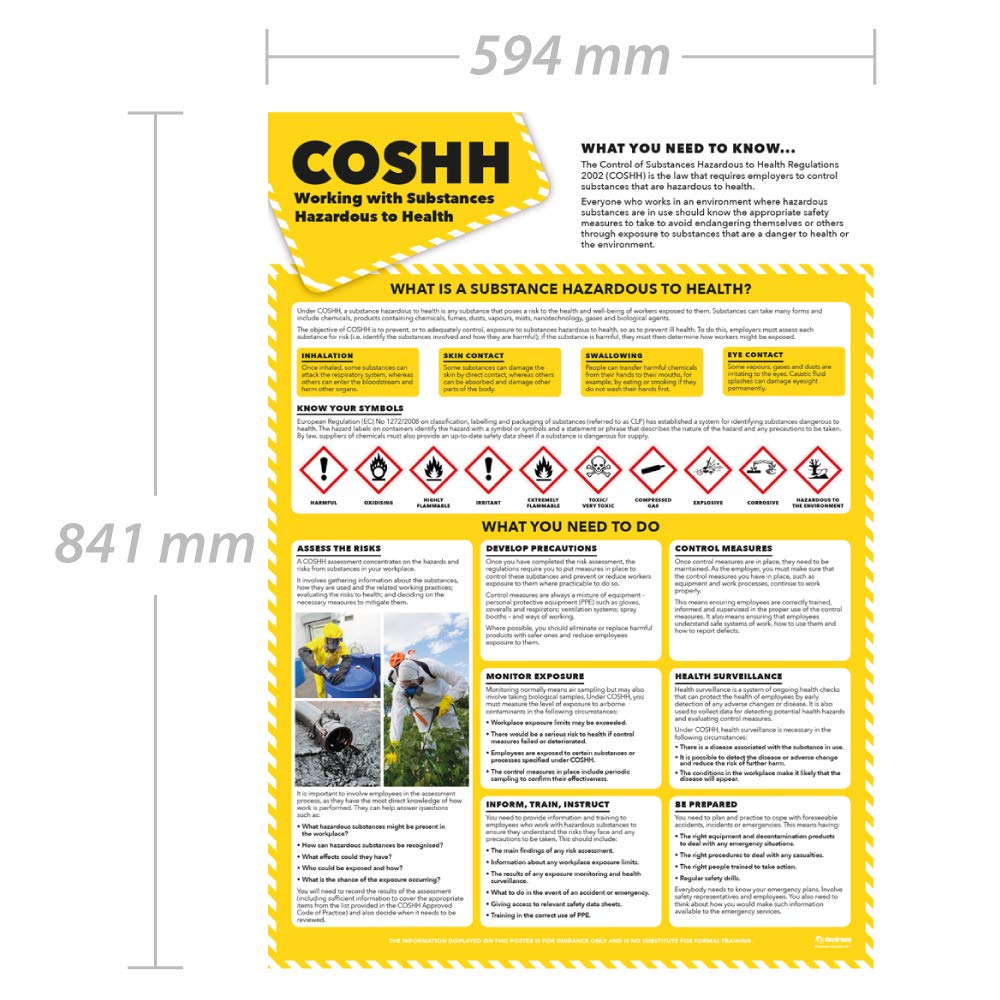 COSHH Working with Substances | Health and Safety Posters | Laminated ...