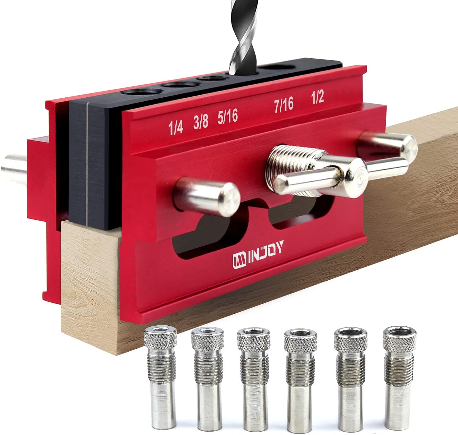 IMINJOY Self Centering Dowel Jig, Wood Dowel Drill Guide Tool with Step ...