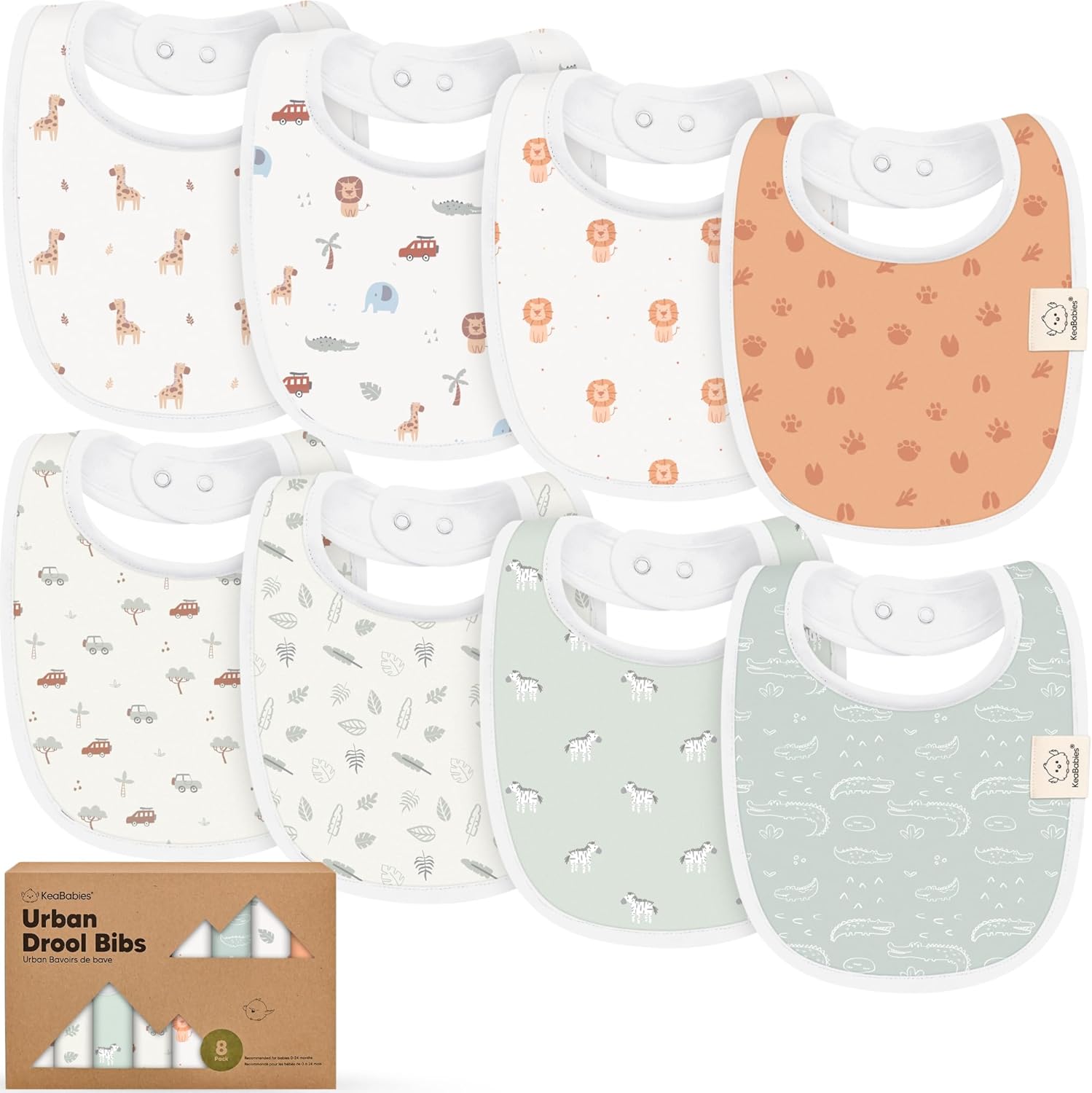 8-Pack Organic Baby Bibs for Boys, Girls - Soft Cotton Drooling and ...