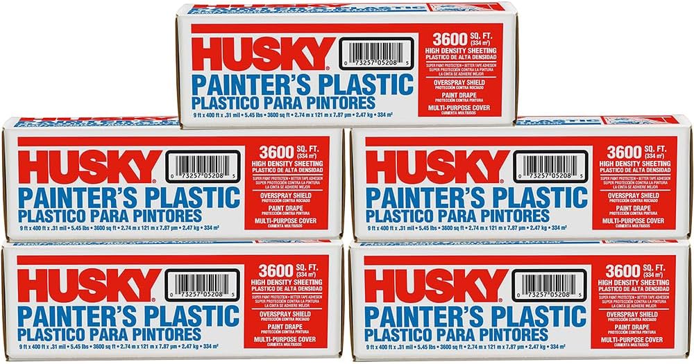 5-Rolls of 9’ x 400’ Poly-America 03509H Husky Clear .31-Mil High ...