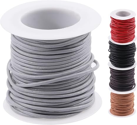 Amazon.com: Swpeet 1 Roll 2mm x 11Yard Light Gray Leather Rope, Crafts ...