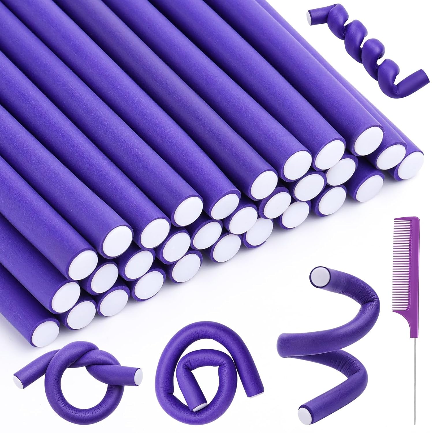 Amazon.com : 30Pcs 9.45"x0.47" Flexible Hair Rollers Foam Curlers ...