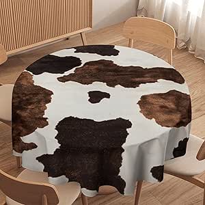 Amazon.com: YSWOW Cow Print Tablecloth Brown White Cowhide Animal Fur ...