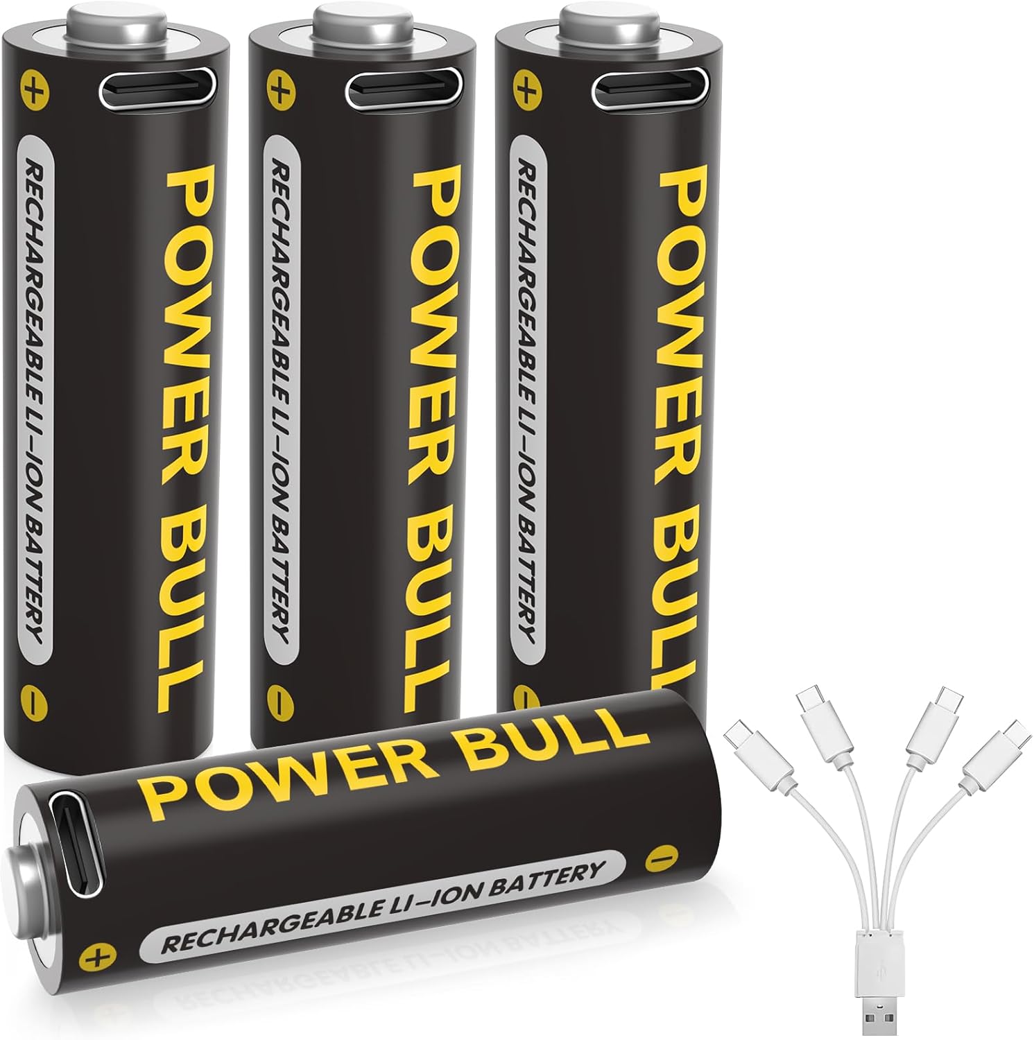 Amazon.com: POWER BULL USB AA Battery Lithium, USB Rechargeable AA ...