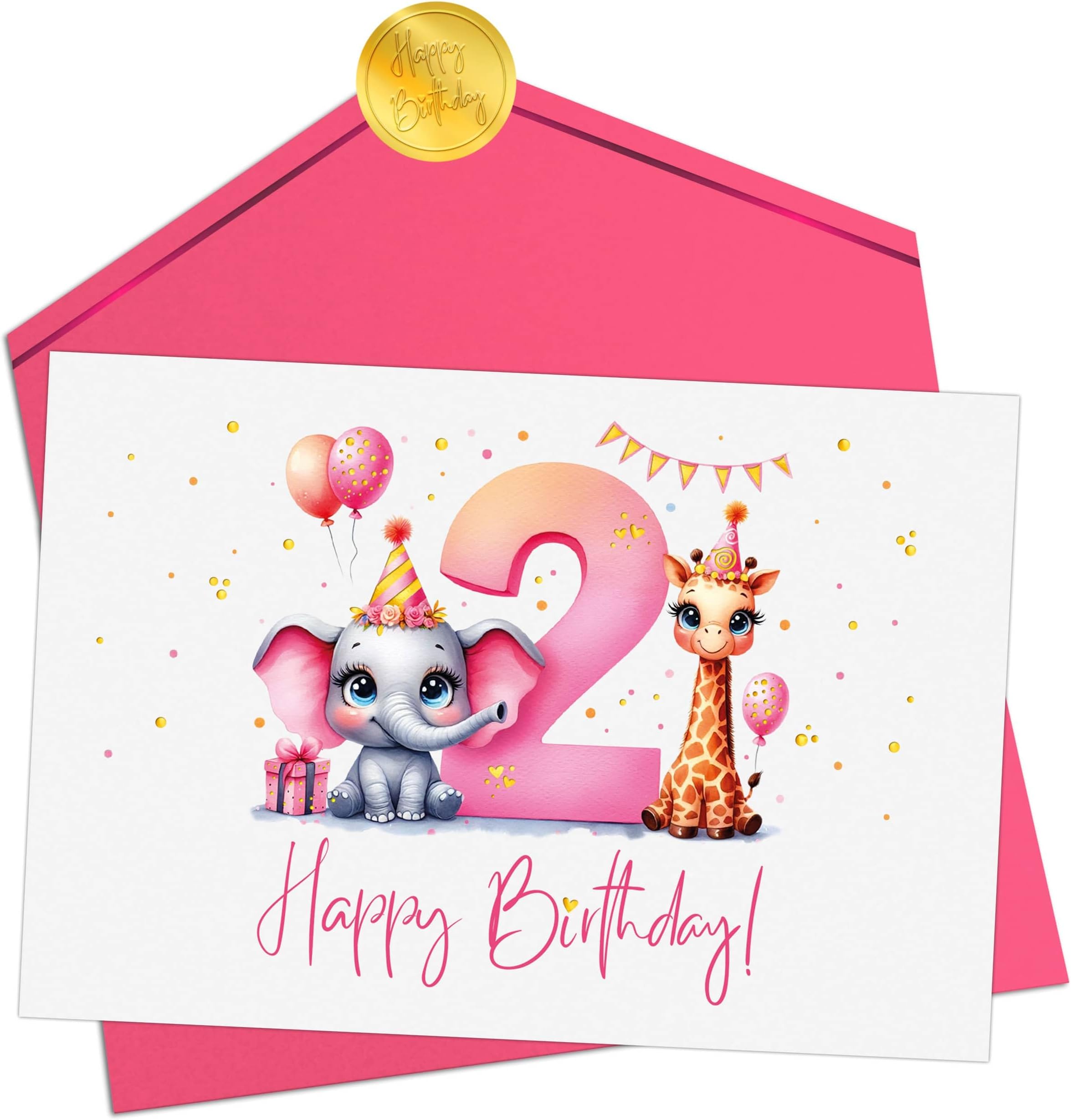 Amazon.com : Joli Coon 2nd Birthday card girl - Premium Happy Birthday ...