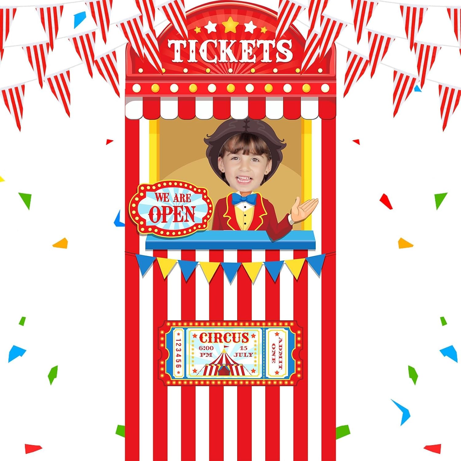 Amazon.com: Carnival Circus Theme Photo Prop Set 6.4 x 3ft Ticket Booth ...