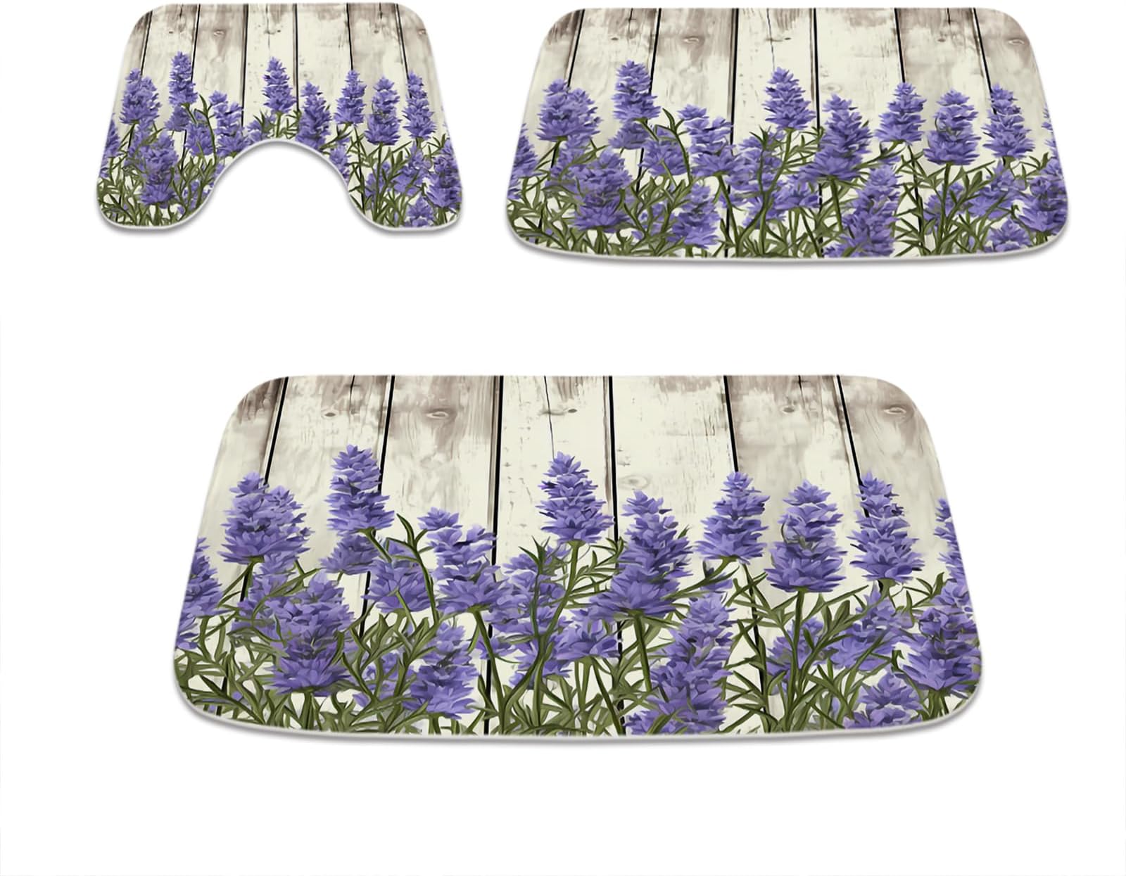Amazon.com: Plush Rug Non Slip Bath Mat, Purple Lavender Flowers Ink ...