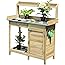 northbeam Folding Utility Table and Potting Bench, Natural Stained ...